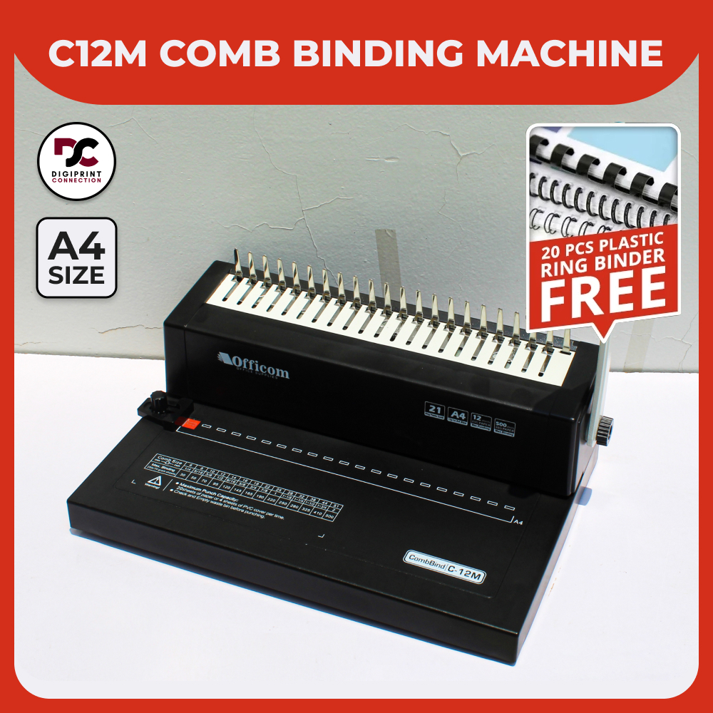 Comb Binding Machine C12M A4 Size Officom Heavy Duty Binder Binder for ...