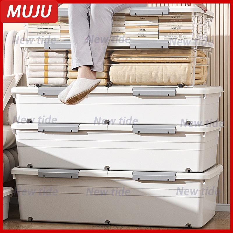 MUJU Storage Box Under The Bed With Wheels Oversize Plastic Bin ...