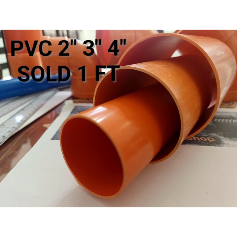 (SOLD PER 1 FEET) BIOPIPE PVC ORANGE PIPE SIZES 2" 3" 4" INCH" S600 | SOLD PER CUT | 12 INCH CUT ...
