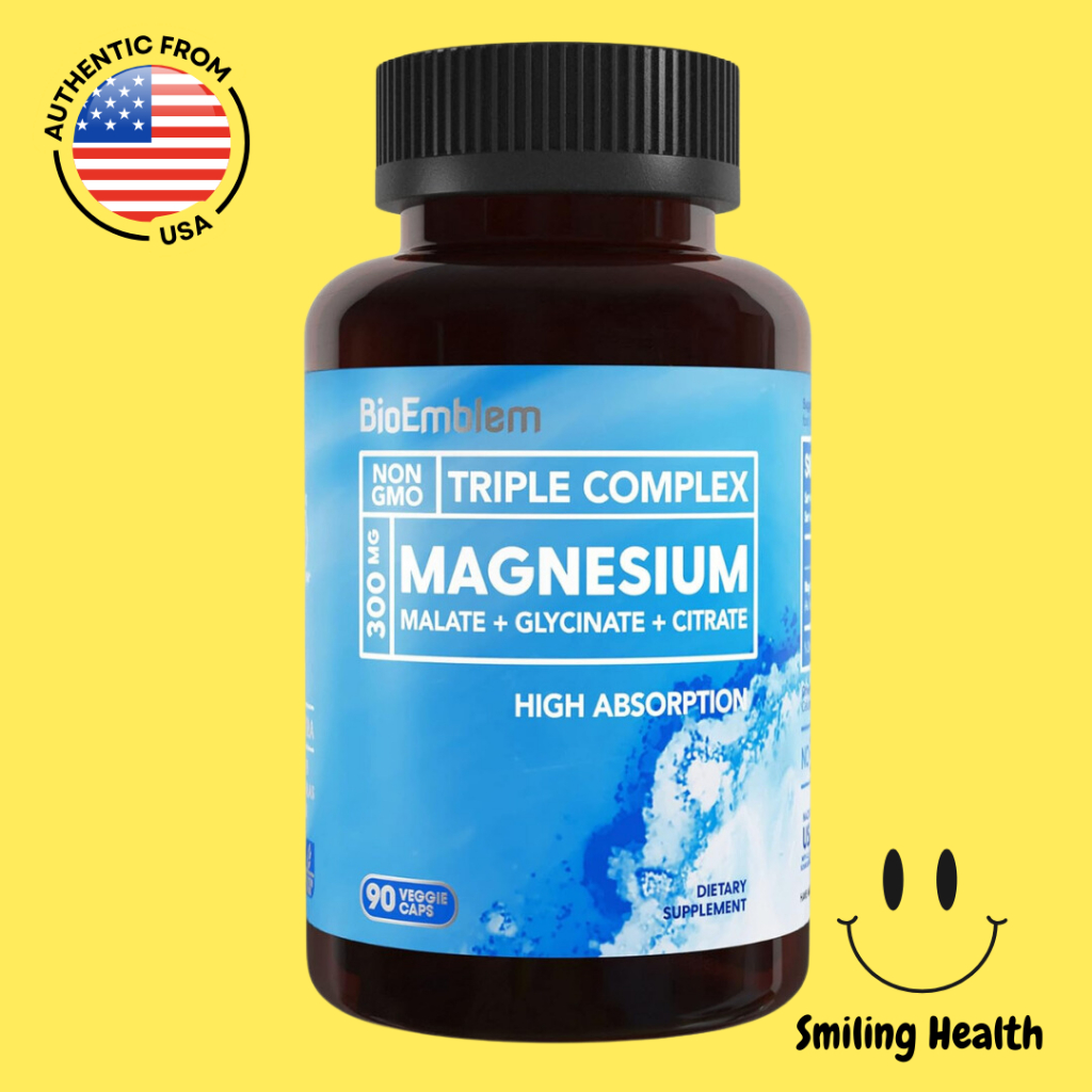 BioEmblem Triple Complex Magnesium 300mg Supplement 90 Veggie Caps ...