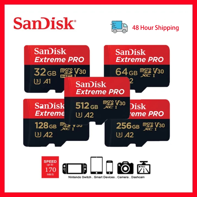 Sandisk Extreme PRO Memory Card 32GB 64GB 128GB 256GB 512GB 1TB U3 SDXC Card C10 V30 170MB/s ...