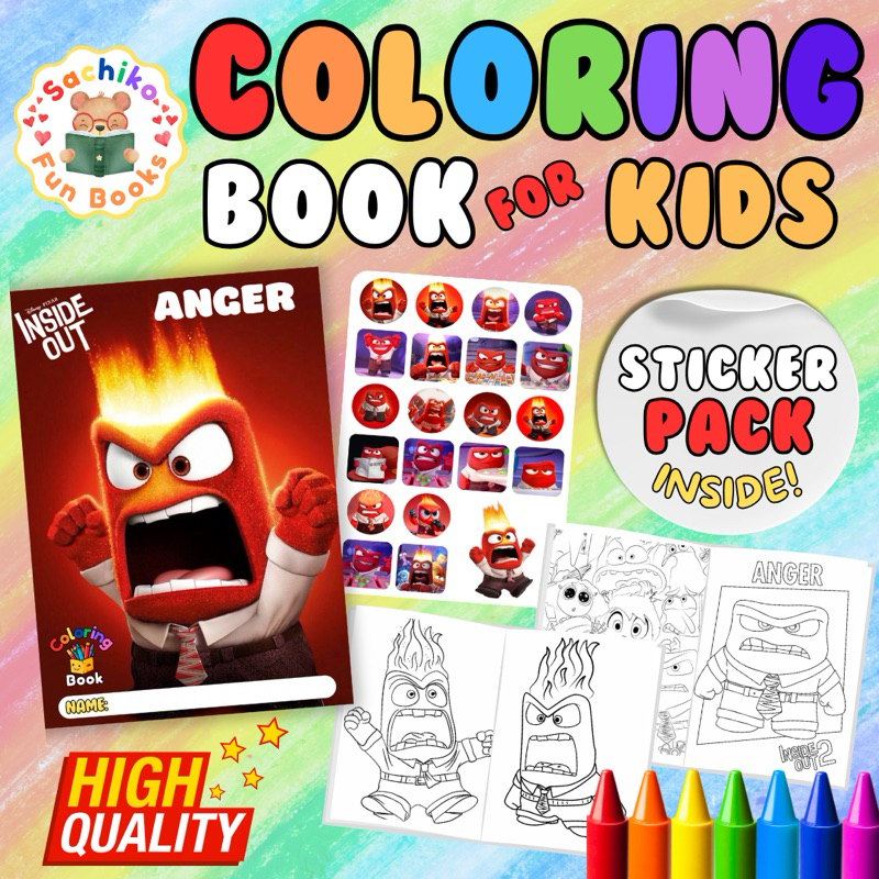 ANGER INSIDE OUT DISNEY PIXAR COLORING BOOK WITH STICKER PACK SACHIKO ...