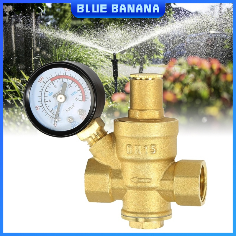 DN15 DN20 Adjustable Water Pressure Reducing Valve Brass Water Pressure Regulator with Gauge ...