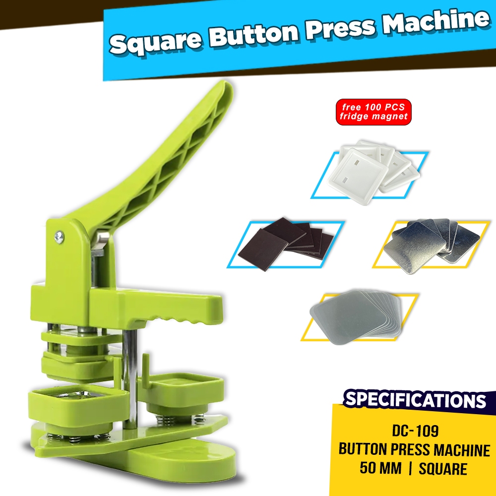 Square Button Press Machine 50mm with F.Magnet 100set (2inch) | Shopee ...