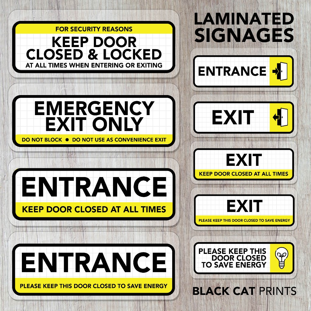 Entrance / Exit / Fire Exit Laminated Signage / Sign Board for Store ...