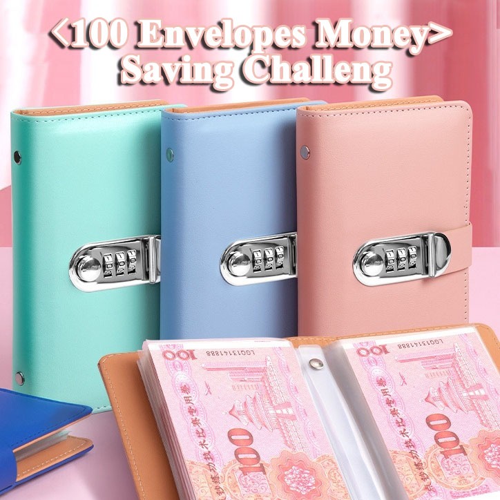 Saving Money Challenge PU Mini Binder A6 100 Envelopes Book Family Game ...