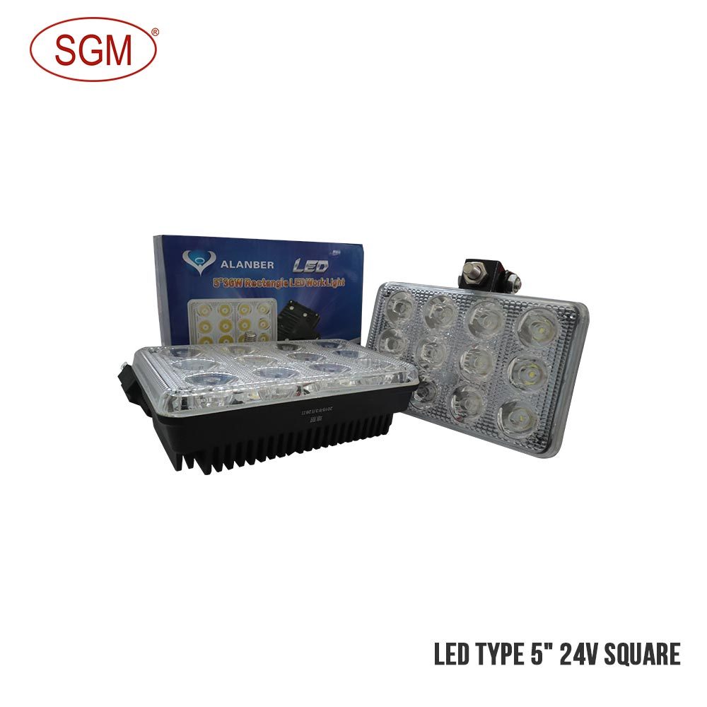 SQUARE 5" 24V LED TYPE SGM HEAD LAMP ASSEMBLY SHL5124L ONE-STOP (2PCS ...