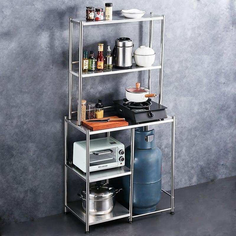 Kitchen 304 stainless steel shelf console floor-to-ceiling gas rack ...