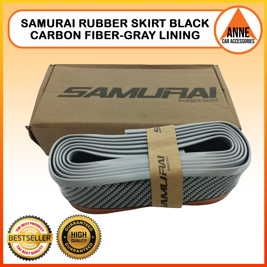 Samurai CARBON FIBER BLACK Car Front Bumper Lip Protector Rubber ...