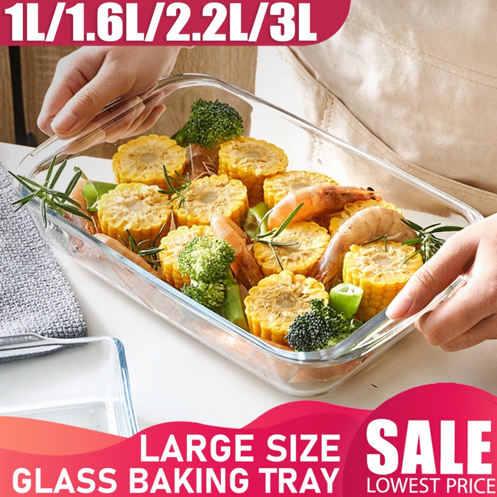 3000ML Glass Baking Tray Safe Microwaveable Borosilicate Baking Dish ...