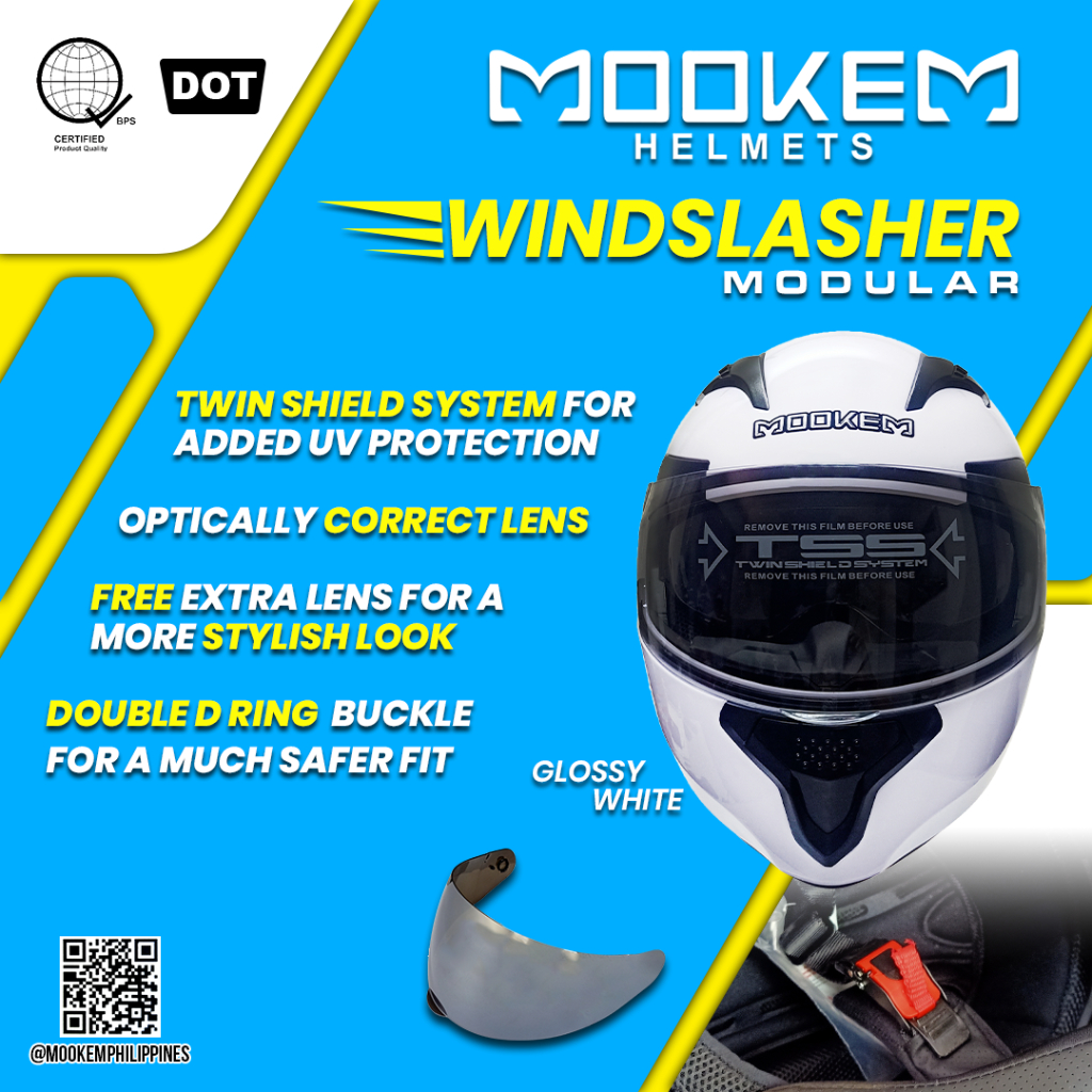 Mookem Helmet Z003A Windslasher Mono Colors Modular Dual Visor Helmet ...