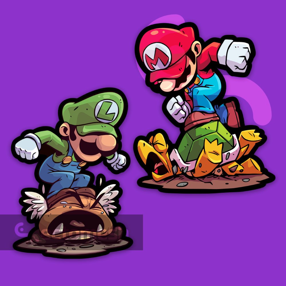 Mario and Luigi Stomp Sticker Set - Vinyl Waterproof Car Sticker by ...