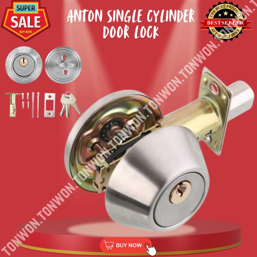 ANTON Cylinder Door Lock Single Cylinder Safety Anti-Theft Bedroom Door ...