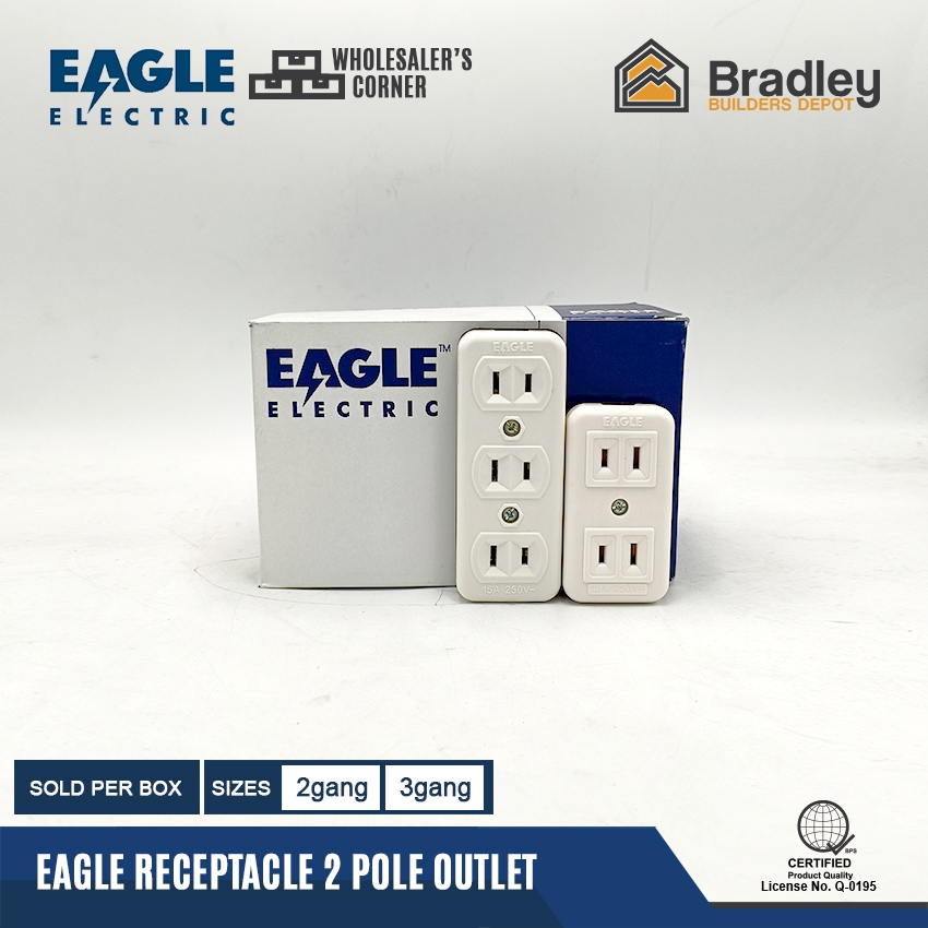 Eagle Receptacle 2 Pole Outlet (2 gang or 3 gang) SOLD PER BOX | Shopee ...