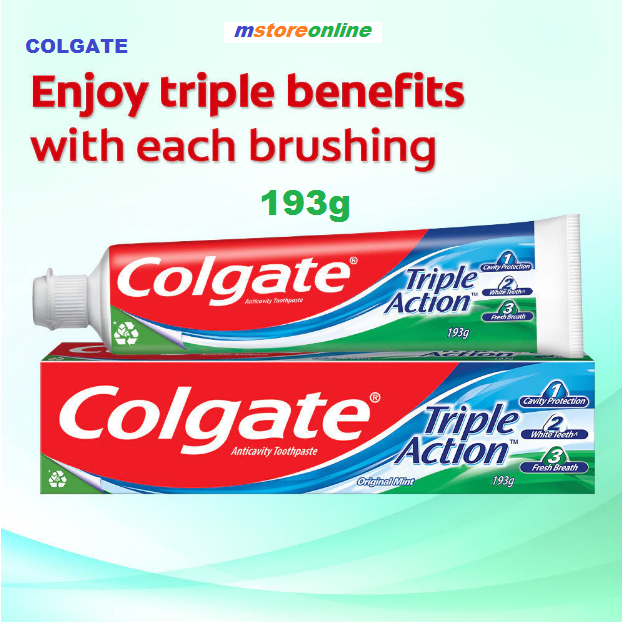 Colgate Triple Action Anti-Cavity Family Toothpaste Mint 193g | Shopee ...