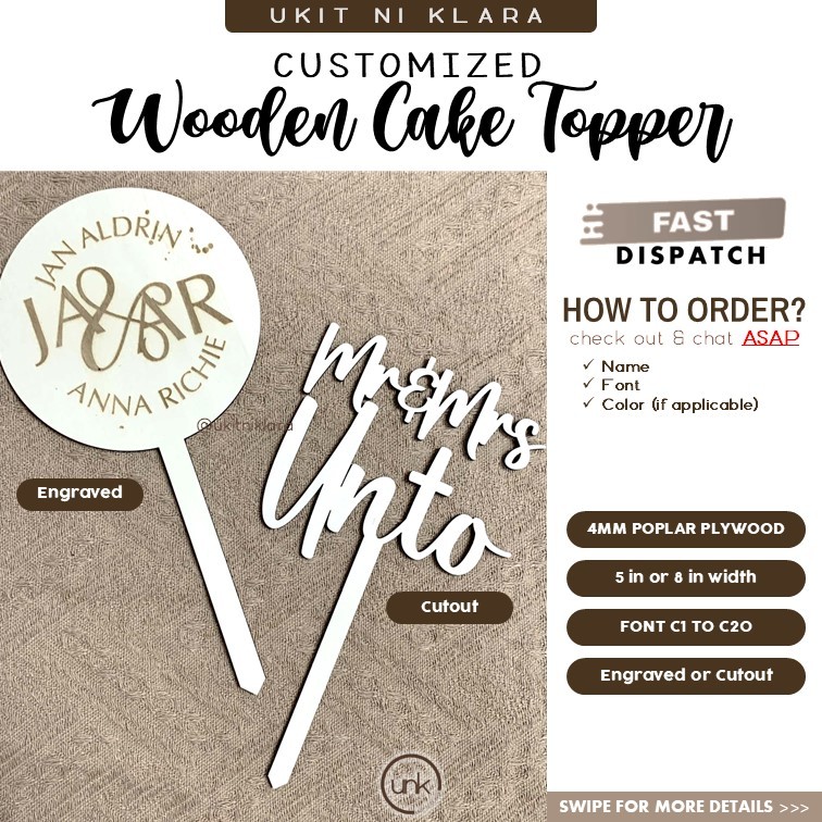 UNK - Wooden Cake Topper - Customized | Ukit ni Klara Laser Cut Wood ...