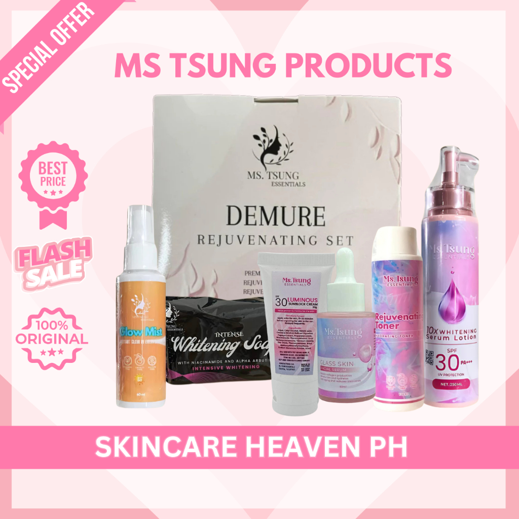 MS TSUNG Rejuvenating Demure Set Rejuv Black Soap Serum Lotion Sunblock Spray Big Toner | Shopee ...