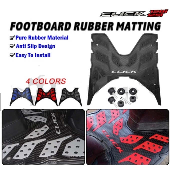 HONDA CLICK 125i /150i Footboard Rubber Matting With Bolts For CLICK V1 ...