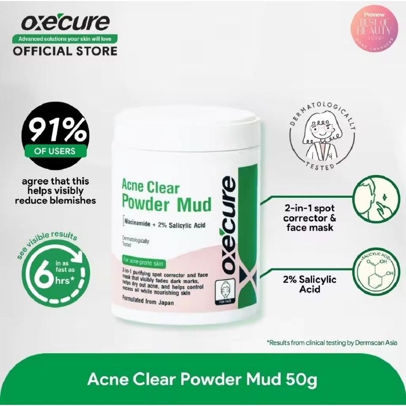 OXECURE Acne Clear Powder Mud 50g | Shopee Malaysia
