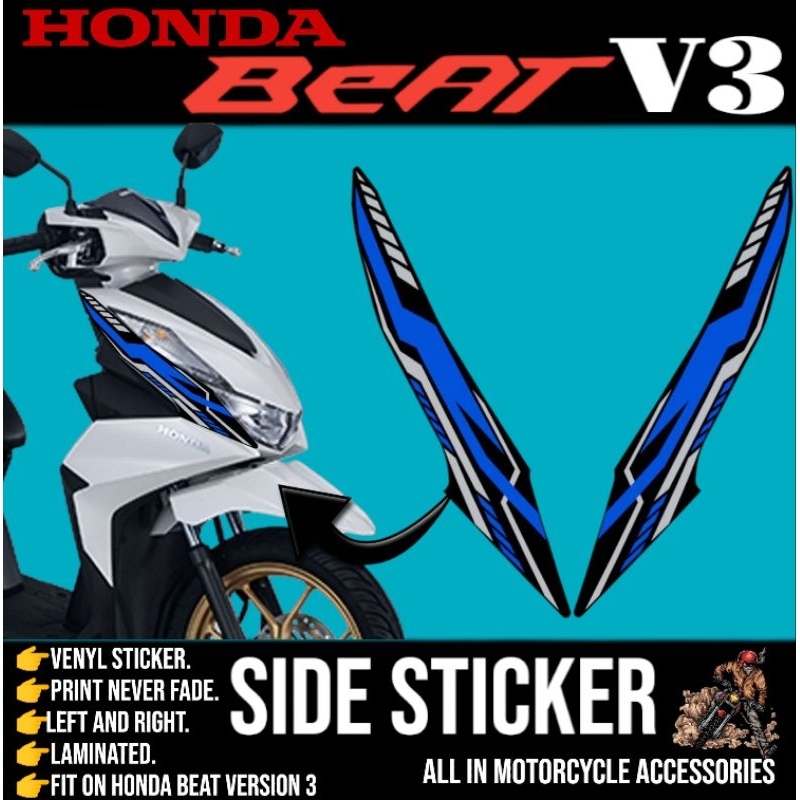 Honda Beat V3 Side Sticker Accessories / Beat V3 Side decals Left and ...