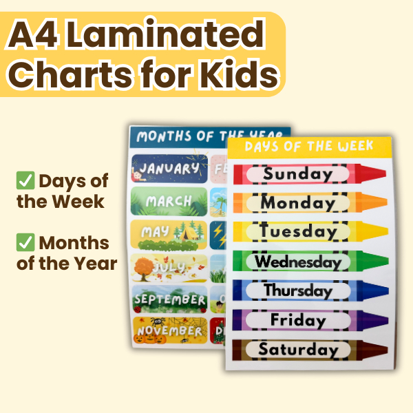 A4 Laminated Educational Chart for Kids | Months of the Year | Days of ...