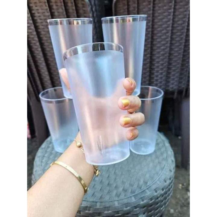 YF Clear Plastic Cups Jollibee Style Frosted Acrylic Thickened ...