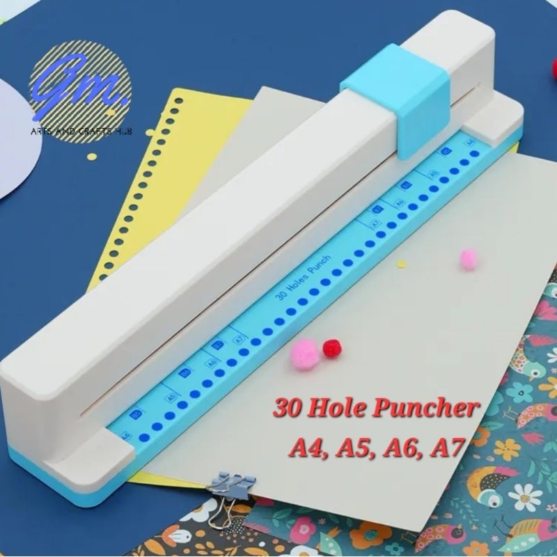 30 Holes Paper Puncher Loose Leaf Hole Puncher Hand Push Machine A4 Diy ...