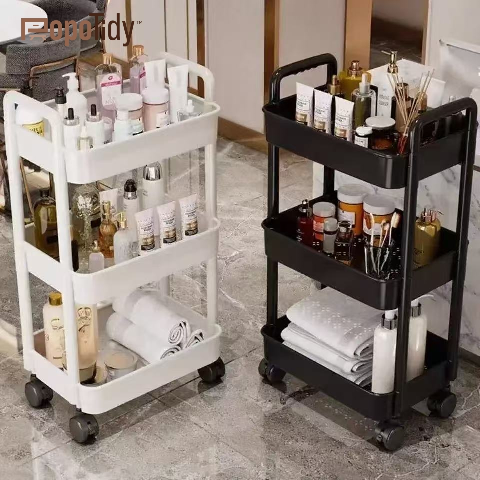 Popotidy Trolley Cart Moving Rack Kitchen Organizer Trolley Cart ...