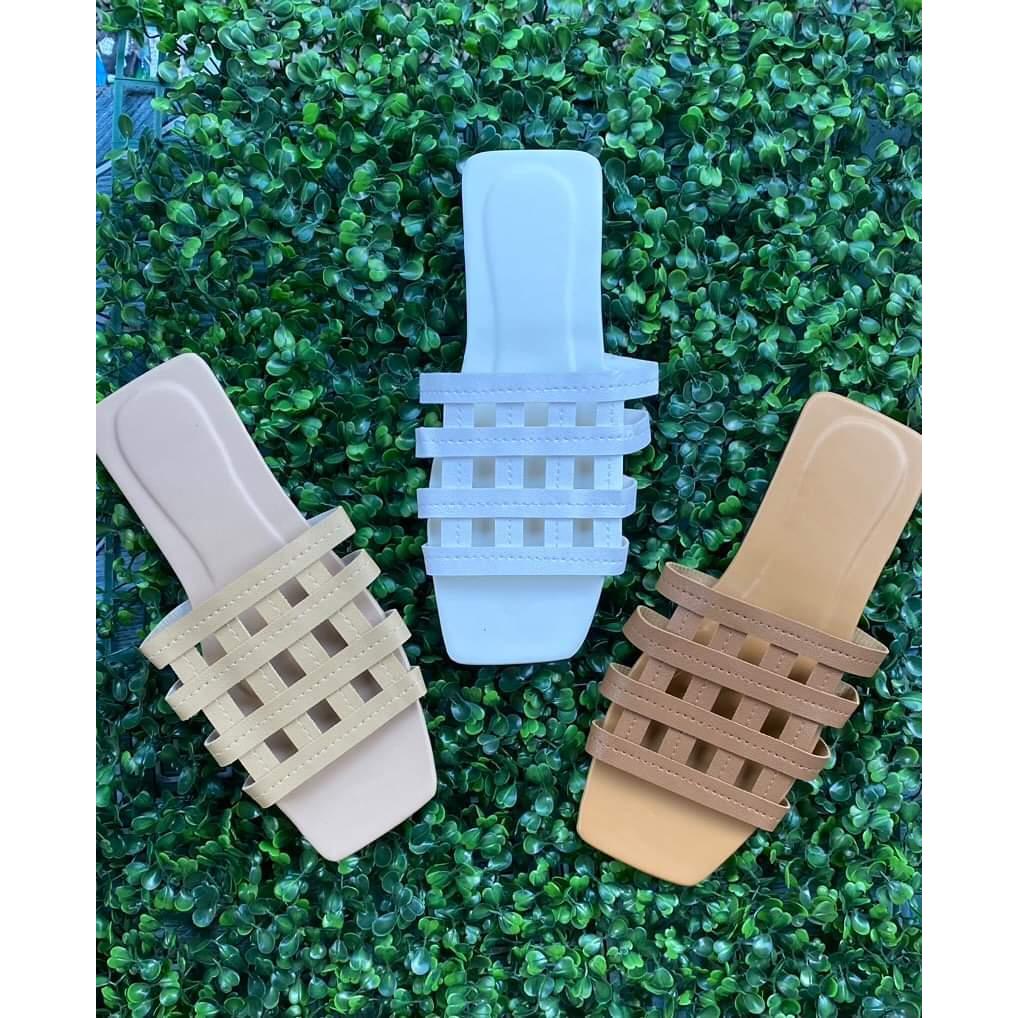 6 pairs Trendy Flat Sandals GRID/NET Design | Shopee Malaysia