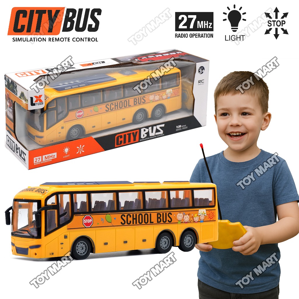 RC City Bus Toy Set Series School Bus Remote Control 1:30 Scale Bus ...