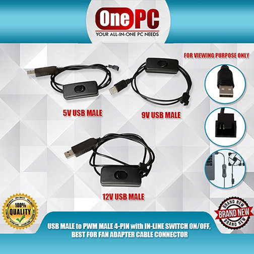 ONE PC USB MALE to PWM MALE 4-PIN with IN-LINE SWITCH ON/OFF, BEST FOR ...