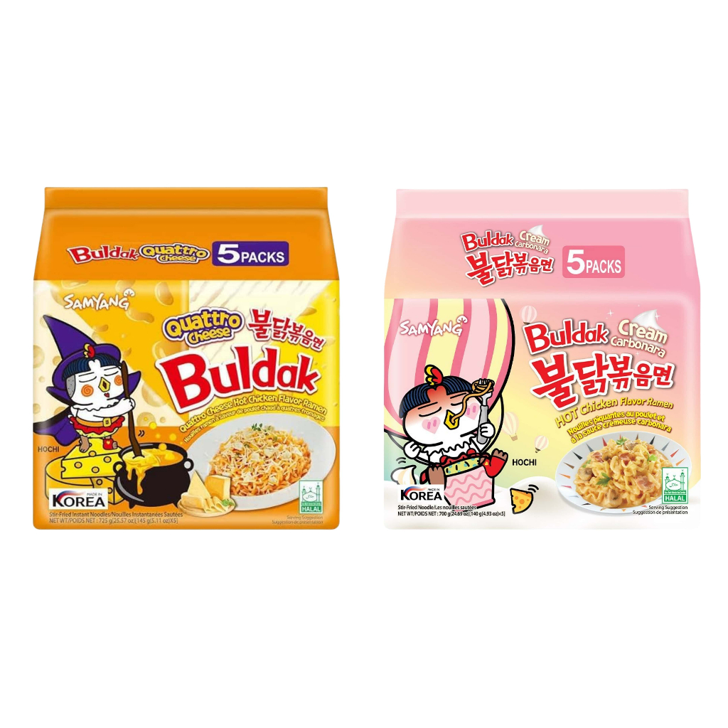 Samyang Buldak Cream Carbonara/Quatro Cheese Ramen -140g × 5pack - Hot ...