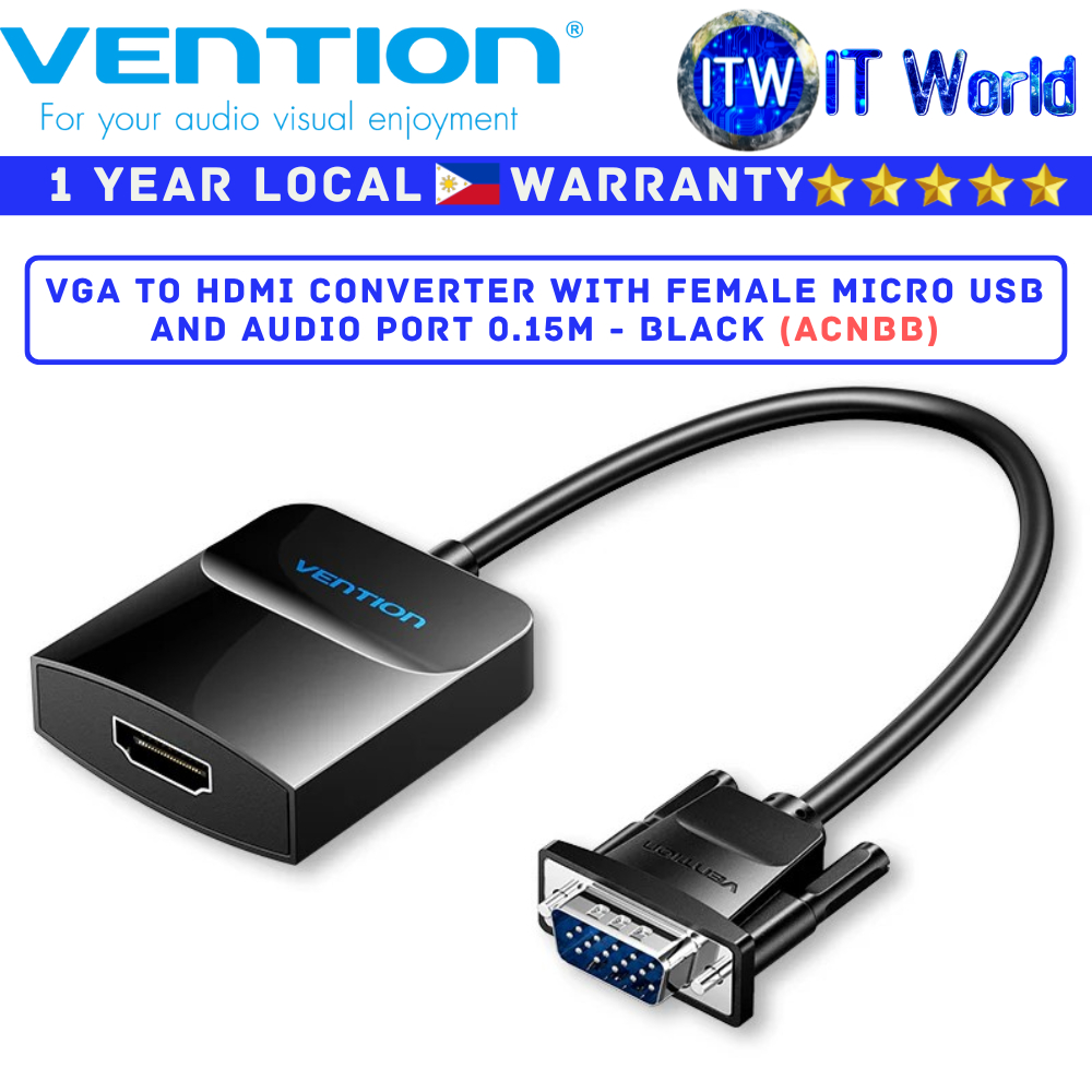 Itw | Vention VGA to HDMI Converter with Female Micro USB and Audio ...