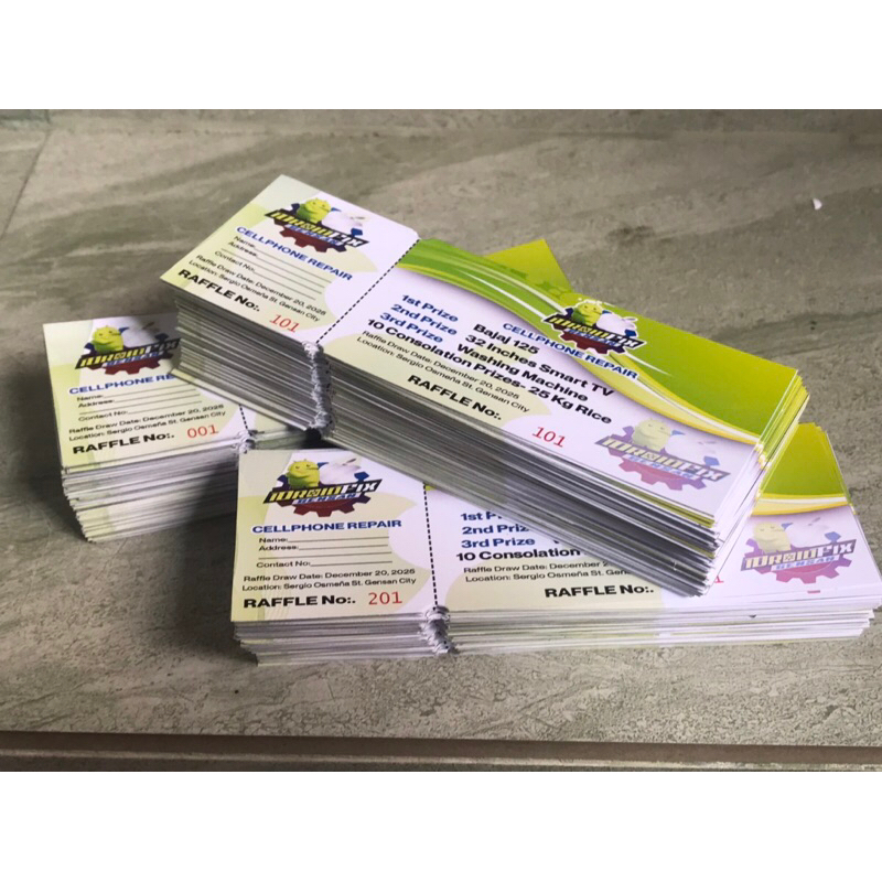 raffle ticket customized and personalized ticket 100pcs | Shopee Malaysia