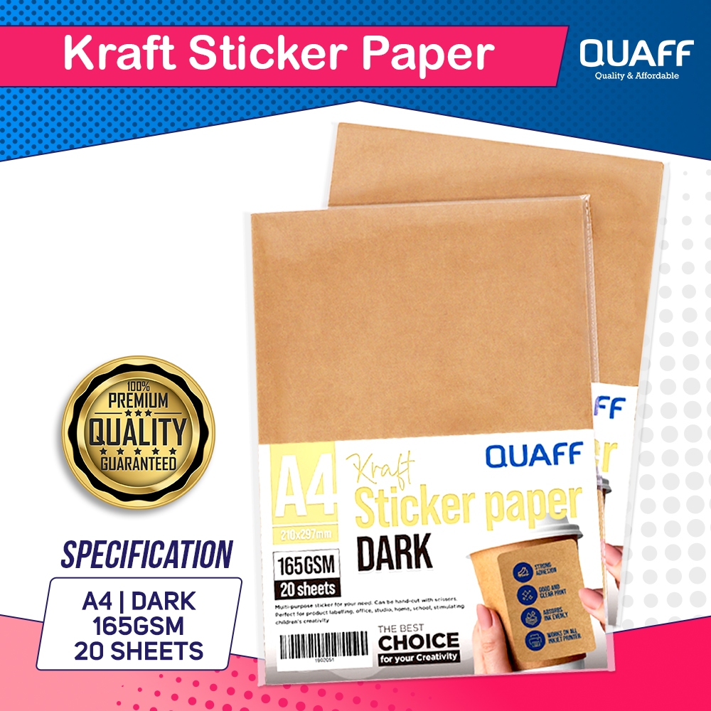 QUAFF 165G Kraft sticker paper A4 Dark(20SHEETS) | Shopee Malaysia