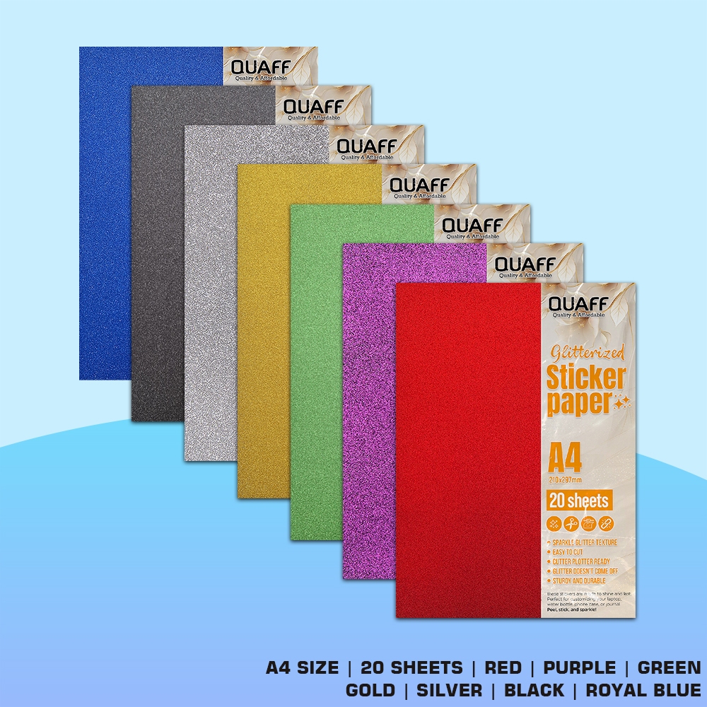 QUAFF A4 size Glitterized Sticker Paper (20 sheets/pack) | Shopee Malaysia