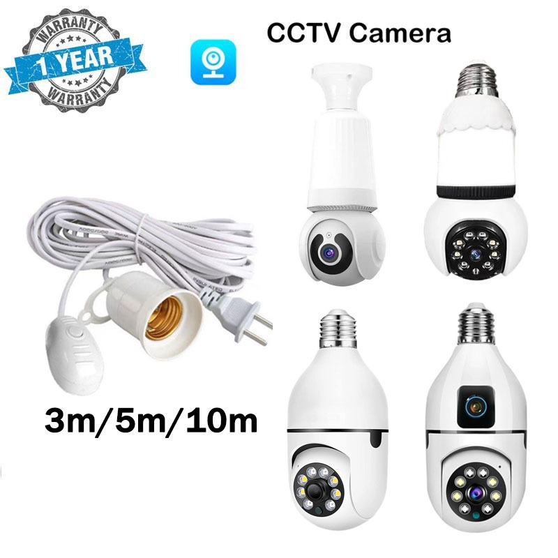 V380 Light Lamp Bulb Holder 3m 5m 10m E27 Socket With Switch LED CCTV Bulbs Extension Cord ...