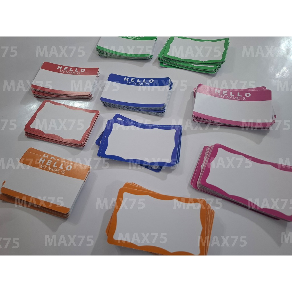 Hello My Name Is & Wavy Border Sticker 25pcs (name tag stickers, name ...