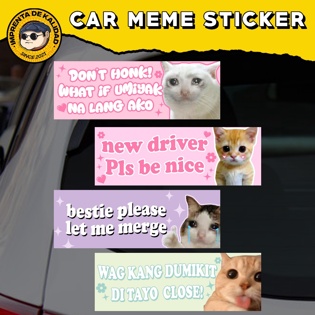 Car Meme Vinyl Sticker Car Decal Waterproof Cat meme | Shopee Malaysia