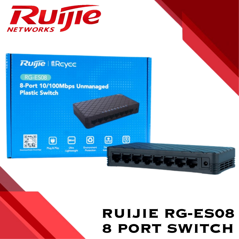 Ruijie 8 Port Switch Rg Es08 Plastic Case Unmanaged Desktop Switch