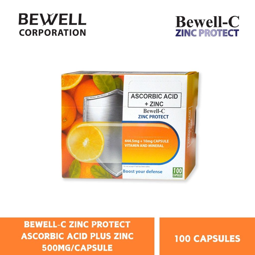 Bewell-C Zinc Protect Ascorbic Acid plus Zinc 500mg/capsule, 100 ...