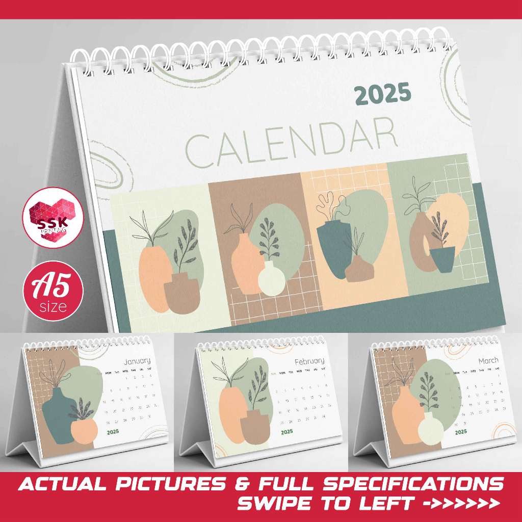 Minimalist Plants A5 Desk Calendar 2025 | Mini Calendar | with Stand ...