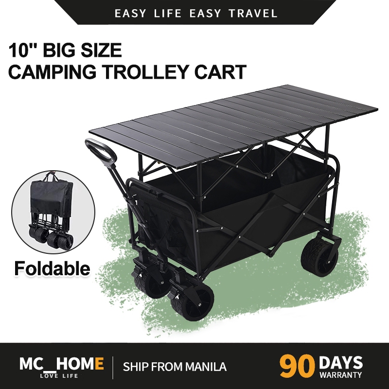 MC&HOME Outdoor Camping Trolley Cart Beach Collapsible Trolley Wagon ...
