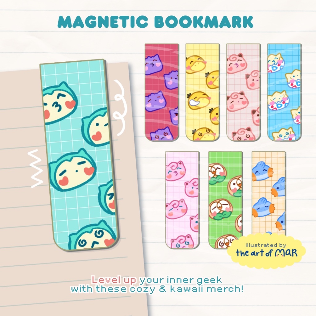 Pokemon Magnetic Bookmark - Snorlax, Gengar, Psyduck, Rowlet ...
