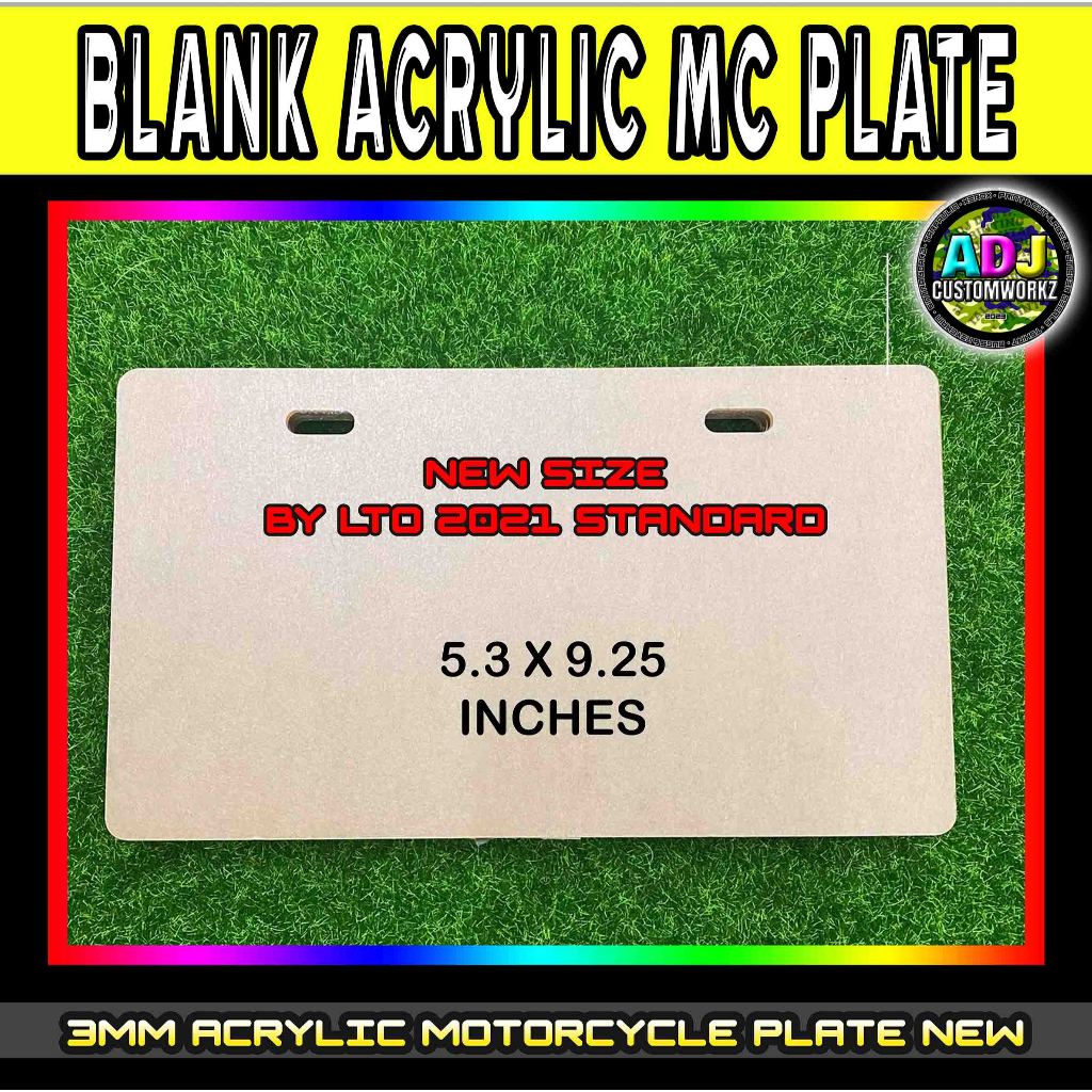 BLANK ACRYLIC MC PLATE NEW 2021 LTO STANDARD FOR MOTORCYCLE | Shopee ...