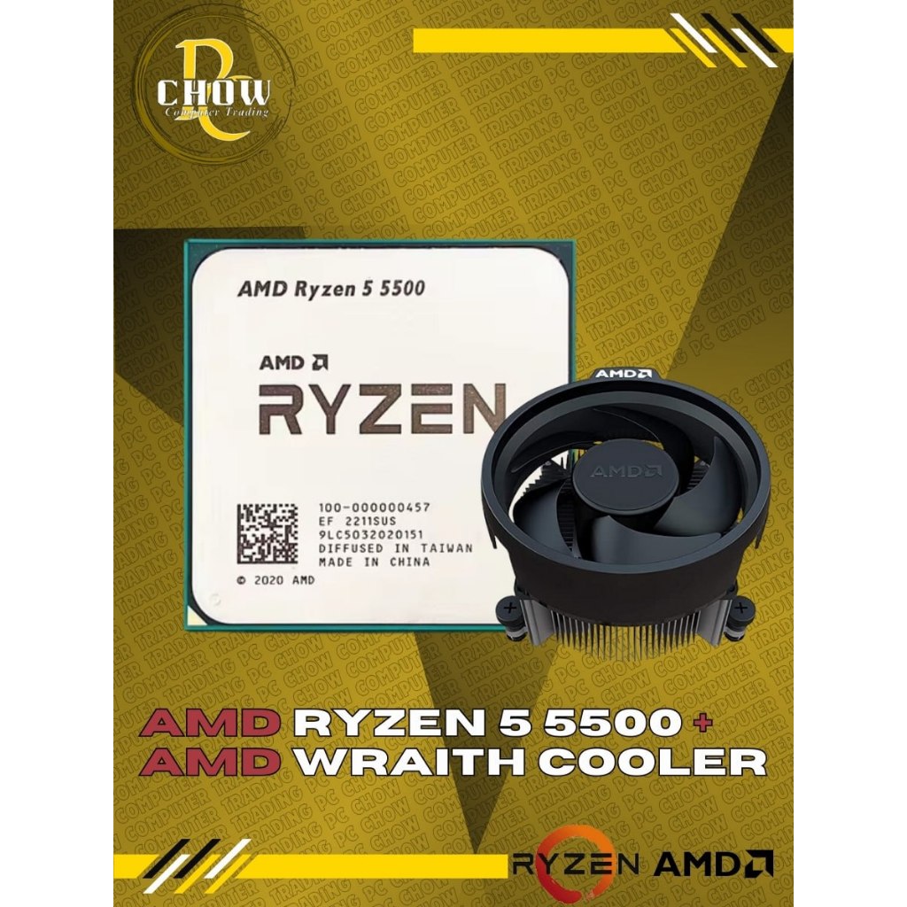 AMD RyzenTM 5 5500 Processor w/ AMD Wraith Stealth Cooler / Tray Type ...