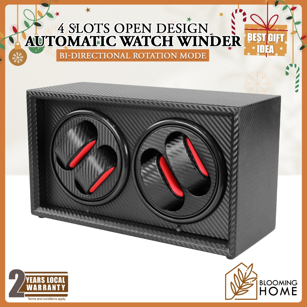 Open Design 4-Slot Automatic Watch Winder Bi-directional Rotation Watch ...