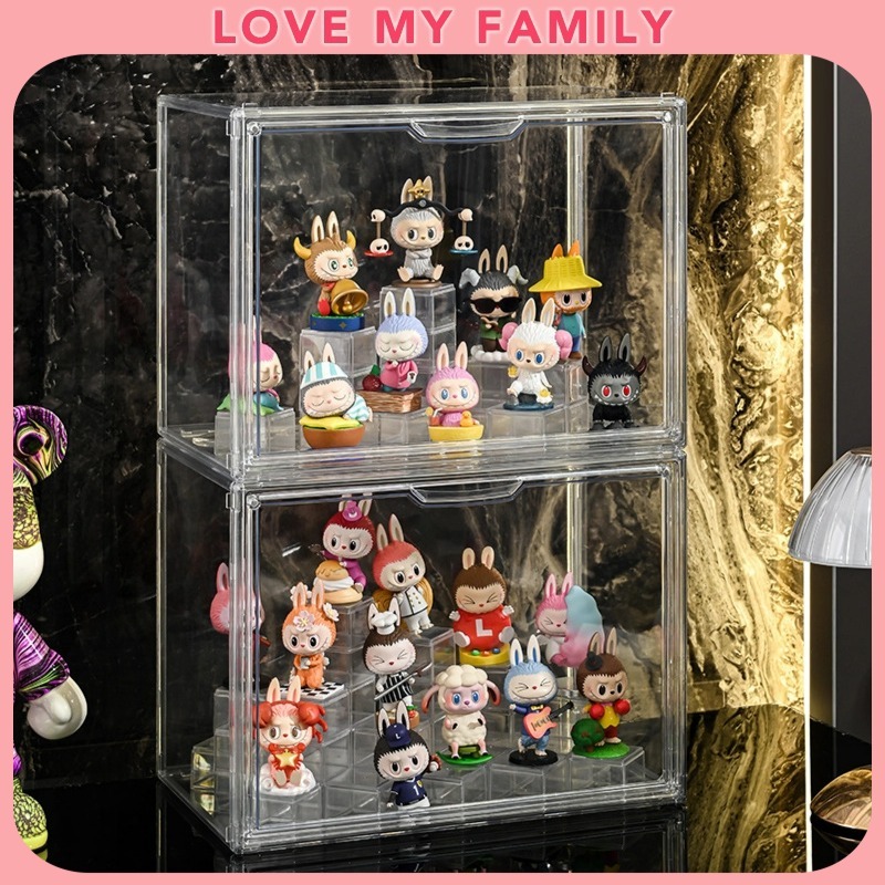 Acrylic Display Case Popmart Storage Organizer Transparent Boxes Stackable Magnetic Dustproof ...