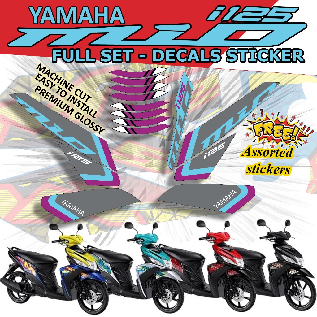 FULL SET STICKER FOR MIO i 125 / FULL SET DECALS FOR YAMAHA MIO i 125 ...