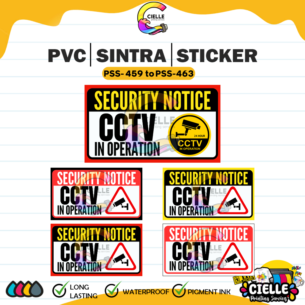 PVC SINTRA STICKER SIGNAGES (PSS-459 to PSS-463) SECURITY NOTICE CCTV ...